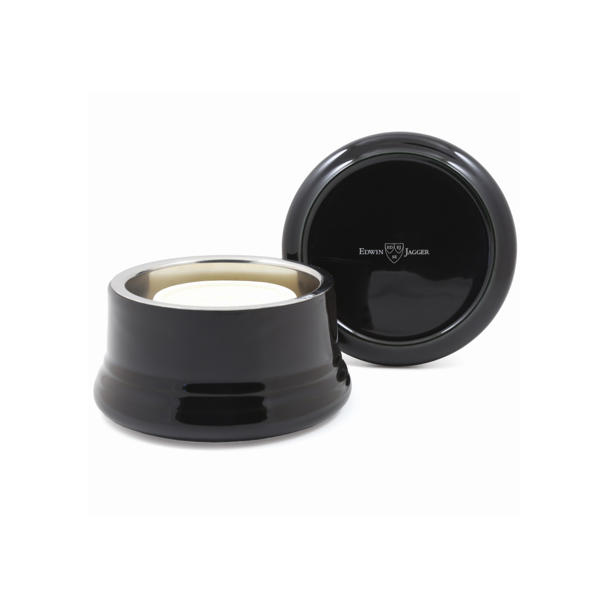 Edwin Jagger Porcelain Black Shaving Bowl with Lid | Berings