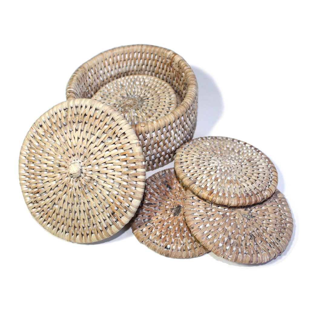 Matahari Round Coaster Set – Whitewash | Berings