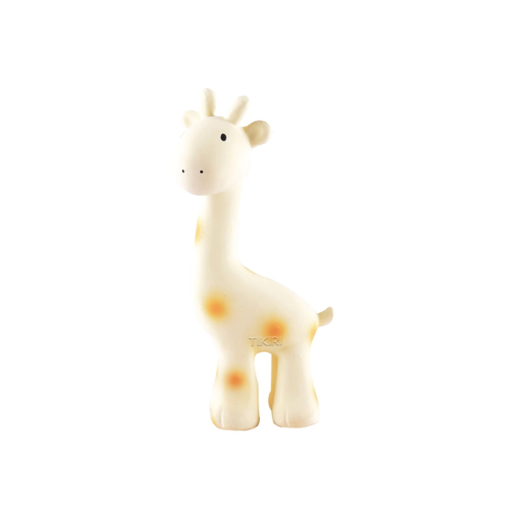 Tikiri Toys Organic Rubber Giraffe Rattle, Teether & Bath Toy | Berings
