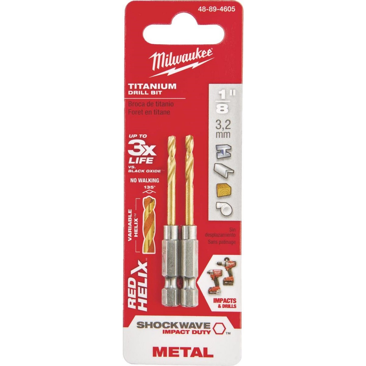 Milwaukee Shockwave Impact Duty 1/8 In. Titanium Hex Shank Drill Bit ...