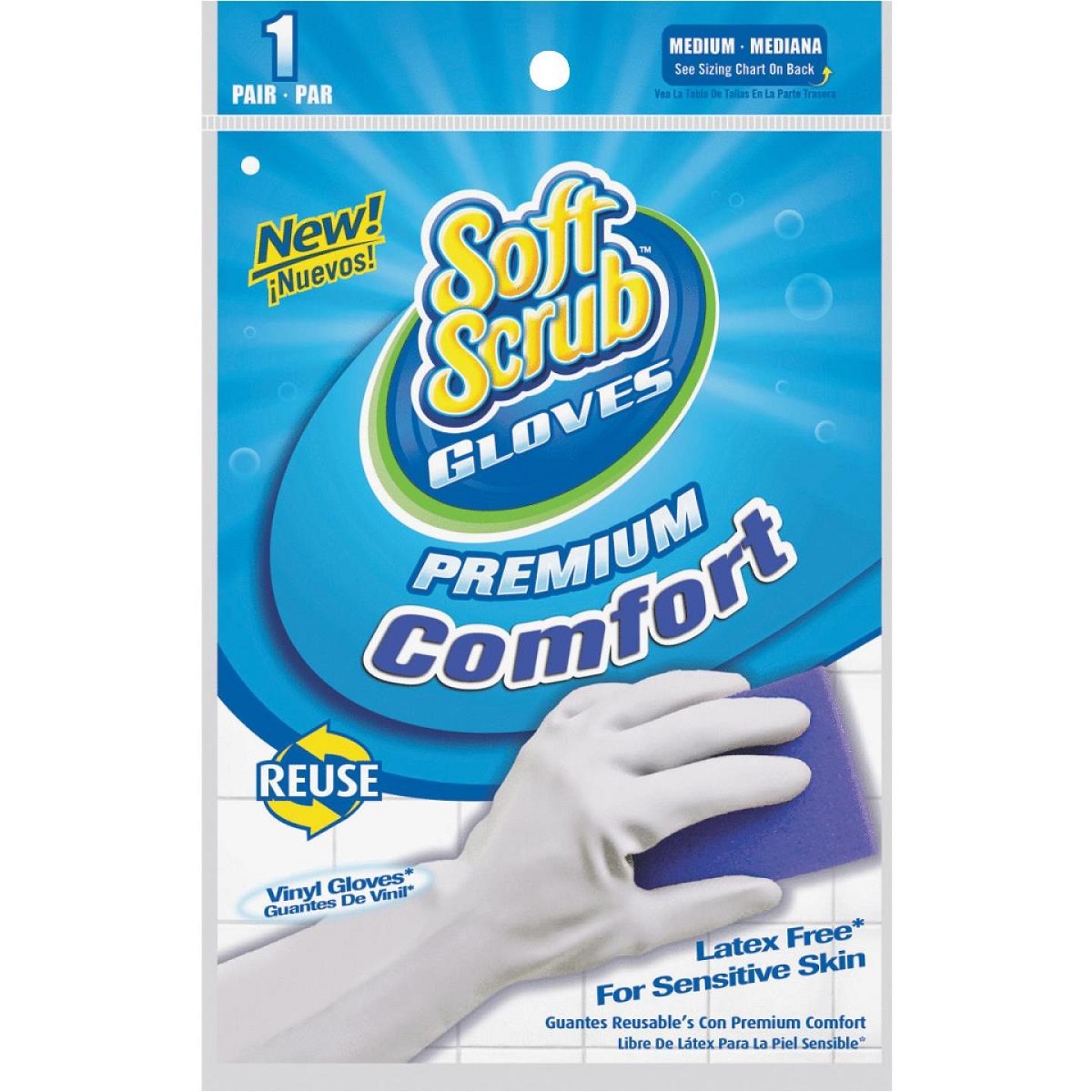 Soft Scrub Medium Premium Comfort Vinyl Rubber Gloves | Berings