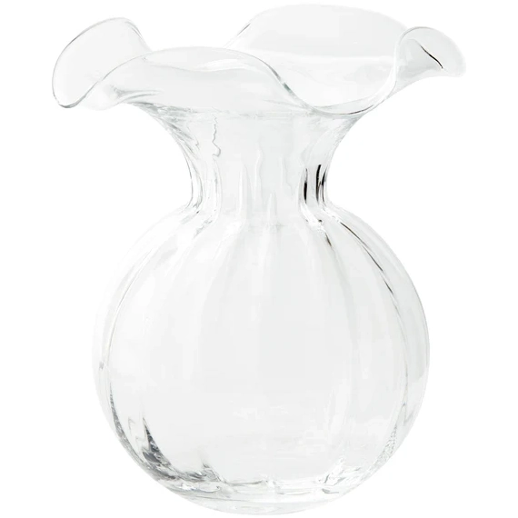Vietri Hibiscus Glass Clear Large Fluted Vase | Berings