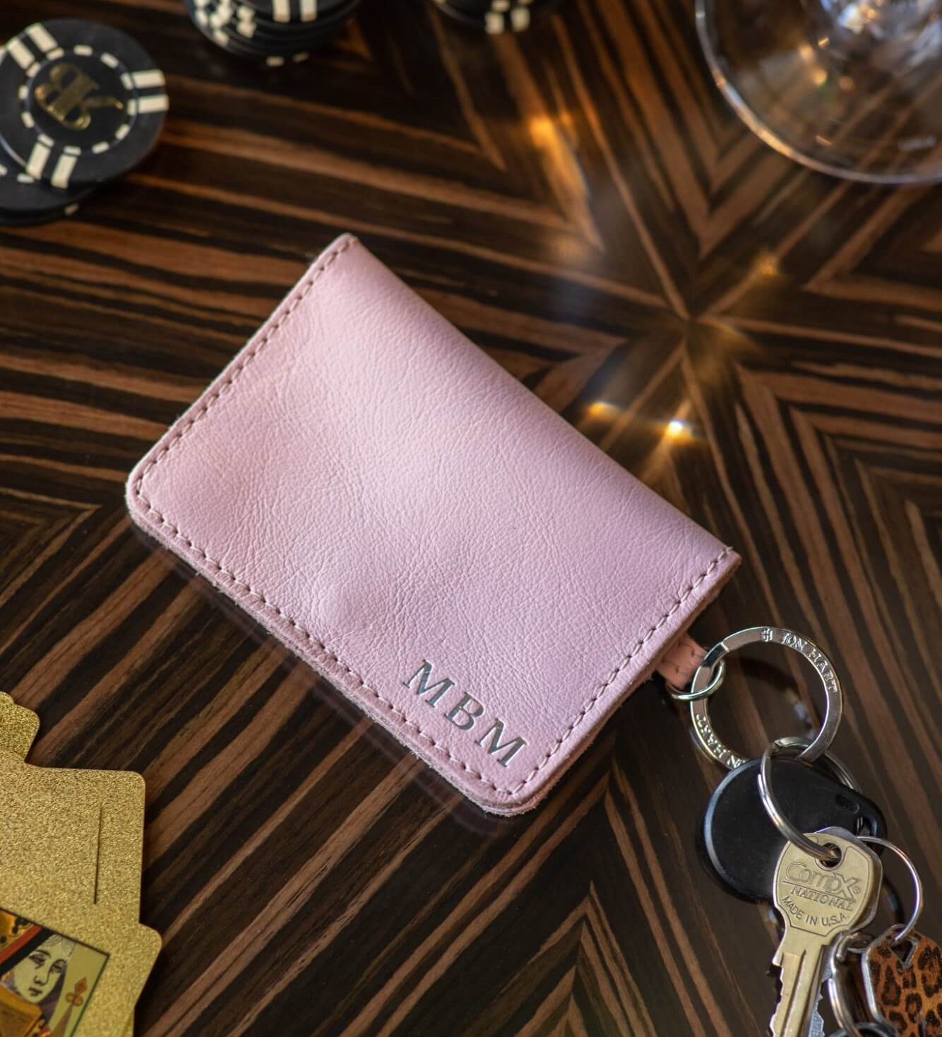Jon Hart Leather ID Wallet - Blush | Berings