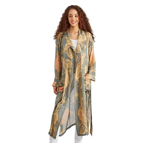 Rococo Grey Robe Gown with Removable Waist Tie Closure | Berings