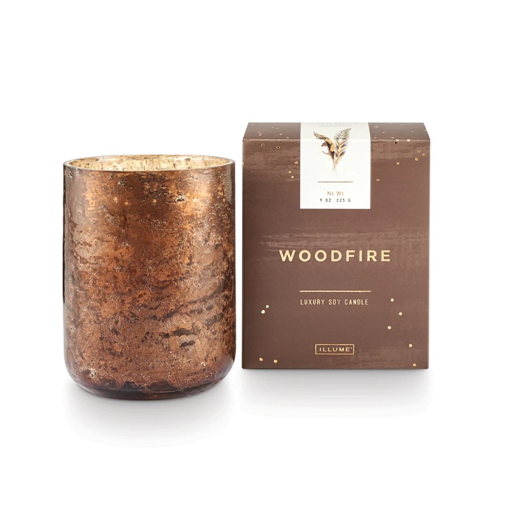 Woodfire Small Luxe Sanded Mercury Glass Candle | Berings