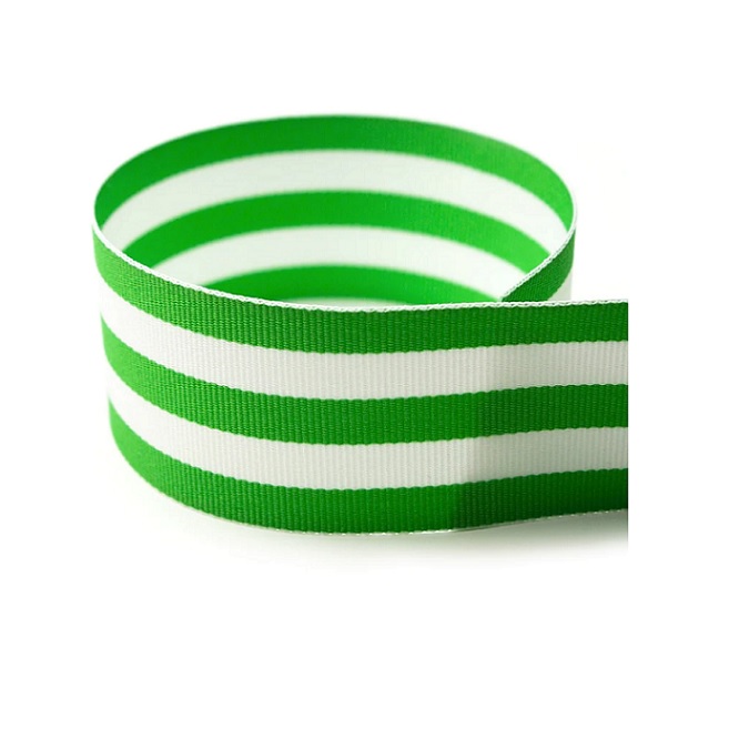 Preppy Stripped Grosgrain Ribbon - Green/White | Berings