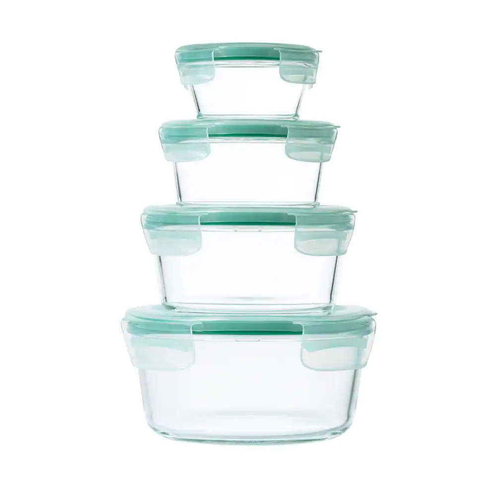 OXO 8 Piece Smart Seal Glass Round Container Set | Berings