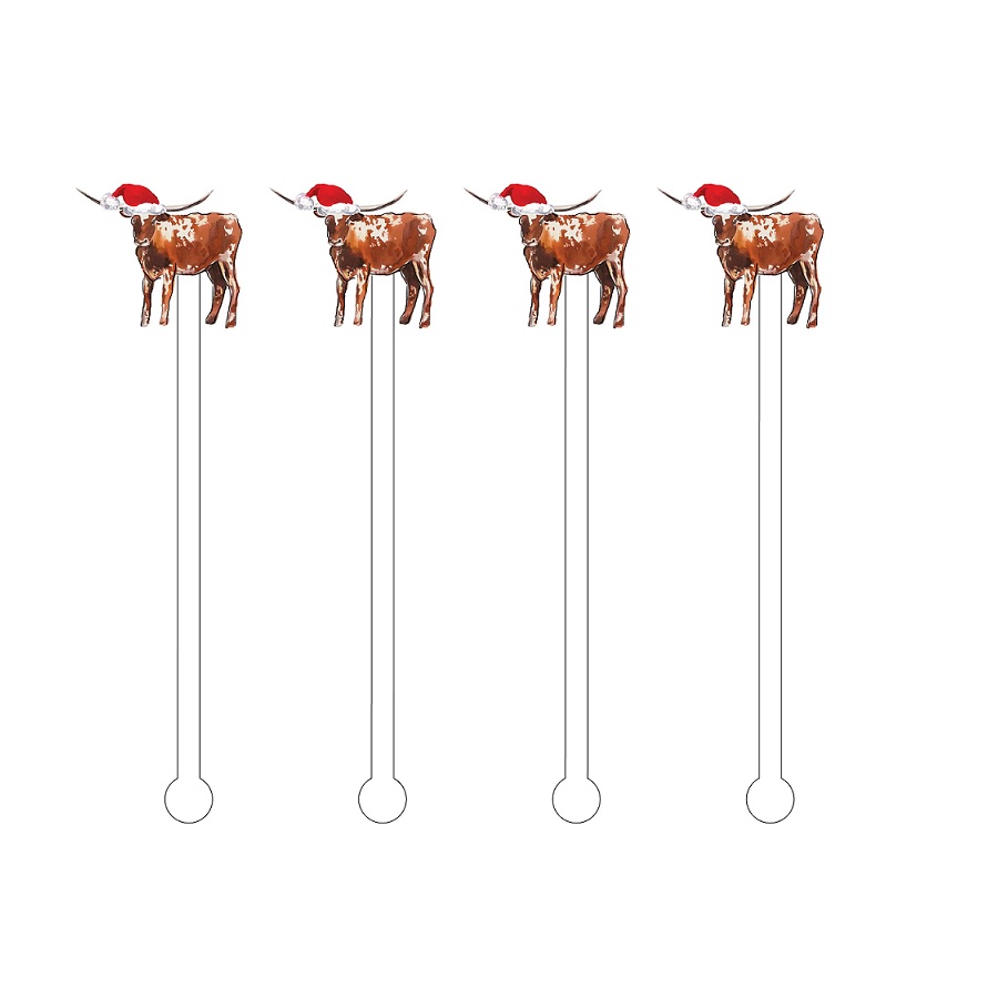 Longhorn Santa Acrylic Stir Sticks Set/4 | Berings