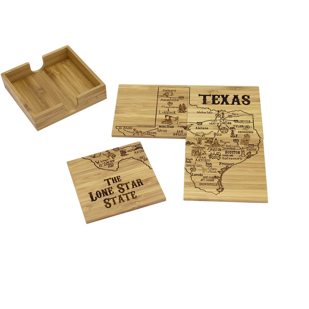 Texas State Puzzle 4-Pc. Coaster Set with Case | Berings