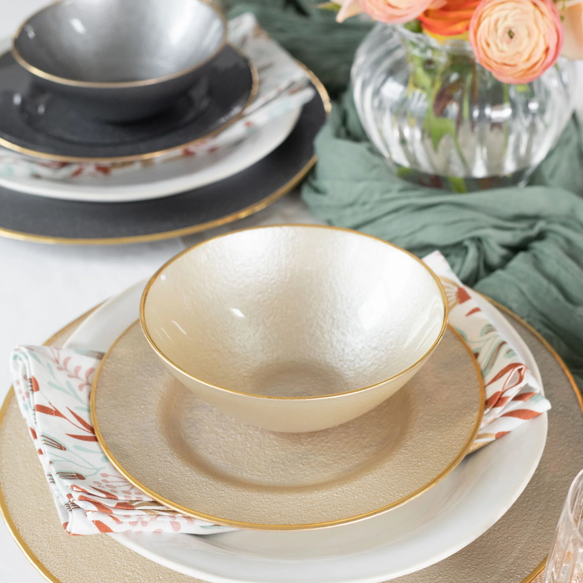 Vietri Metallic Glass Service Plate/Charger - Pearl | Berings