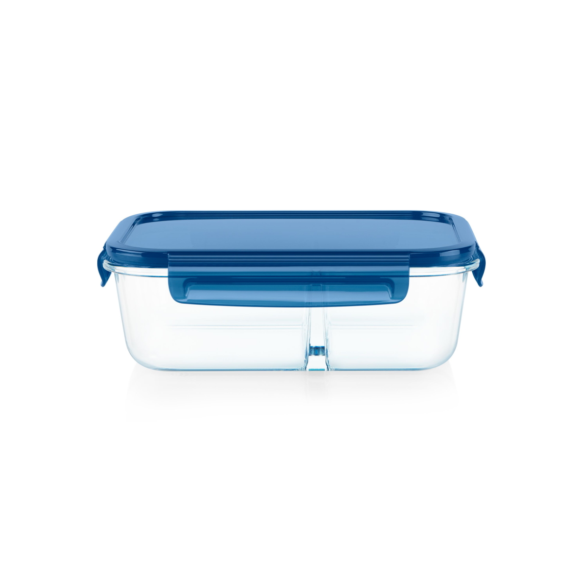 Pyrex MealBox 5.8-cup Divided Glass Food Storage Container with Blue ...