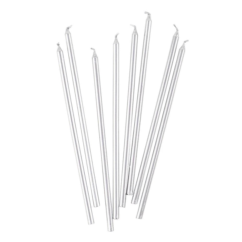 Caspari Birthday Slim Birthday Candles in Silver | Berings