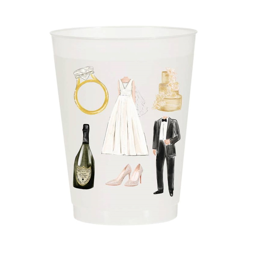 Wedding Icons Reusable Frosted Cups | Berings