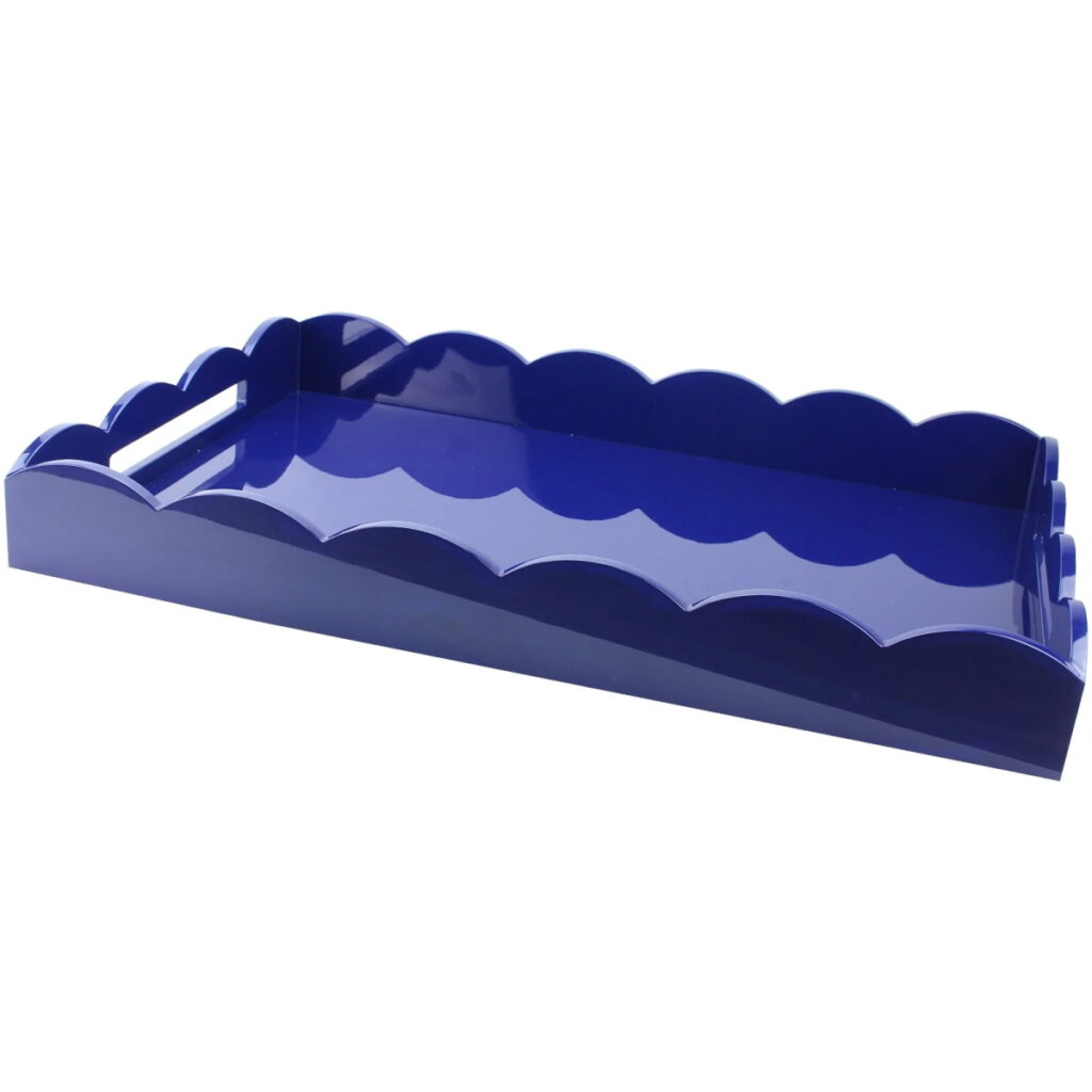 Addison Ross Large Navy Scalloped Edge Tray | Berings