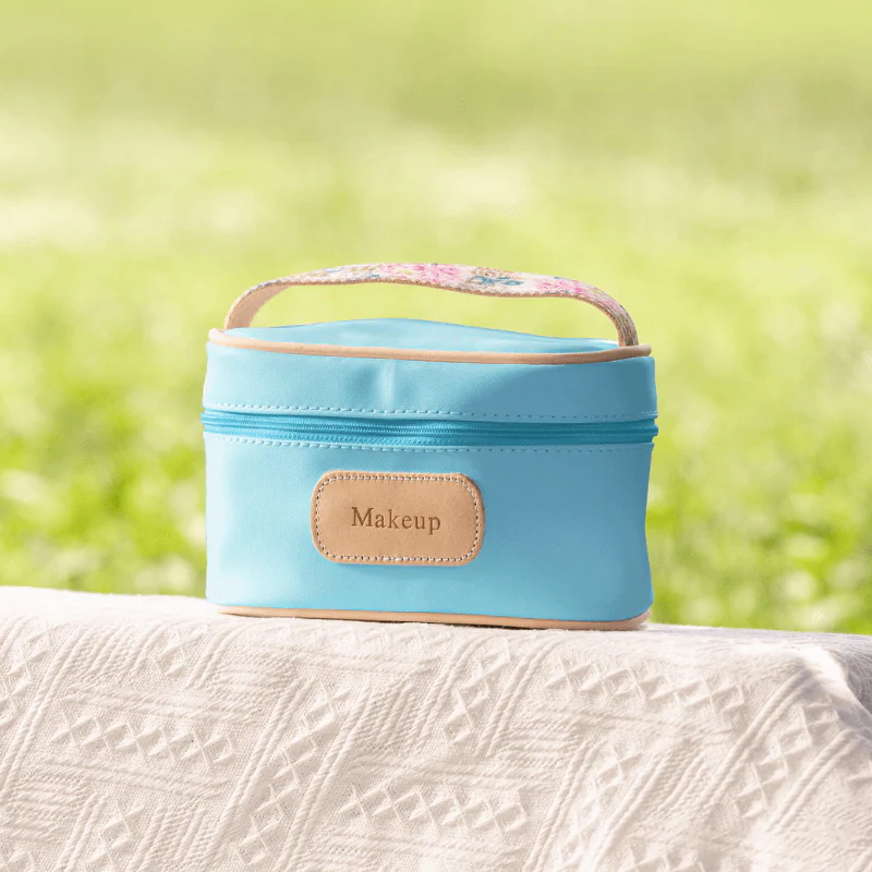 Jon Hart Mini Makeup Case - Ocean Blue with Peony Webbing | Berings