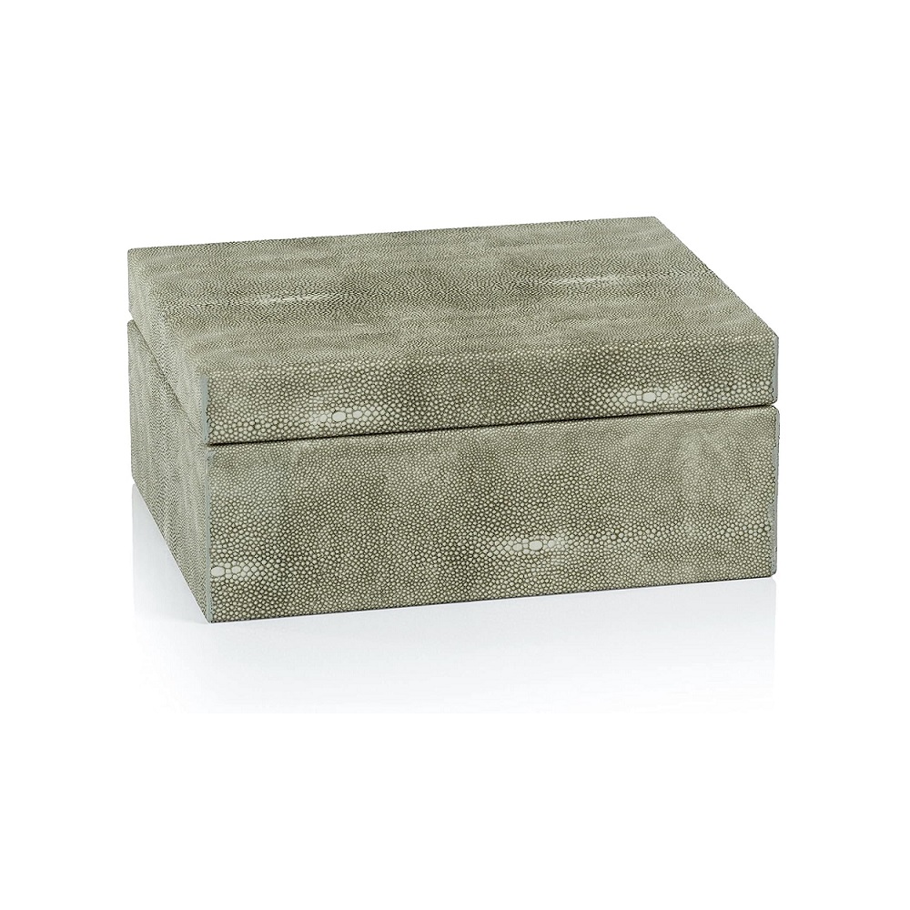 Zodax Moorea Grey Shagreen Leather Decorative Storage Box - Small | Berings