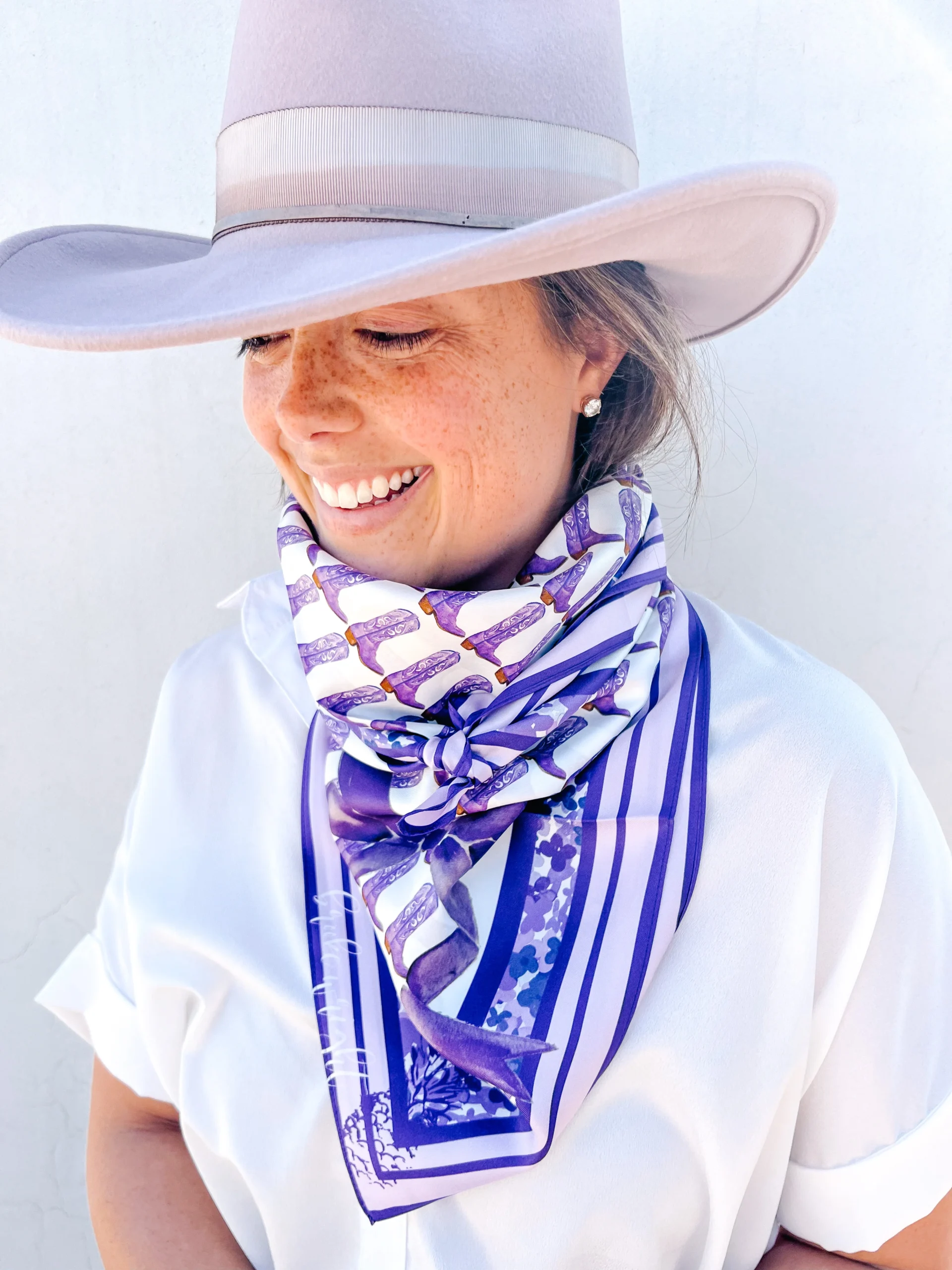Brooke Wright Purple Boots Scarf | Berings