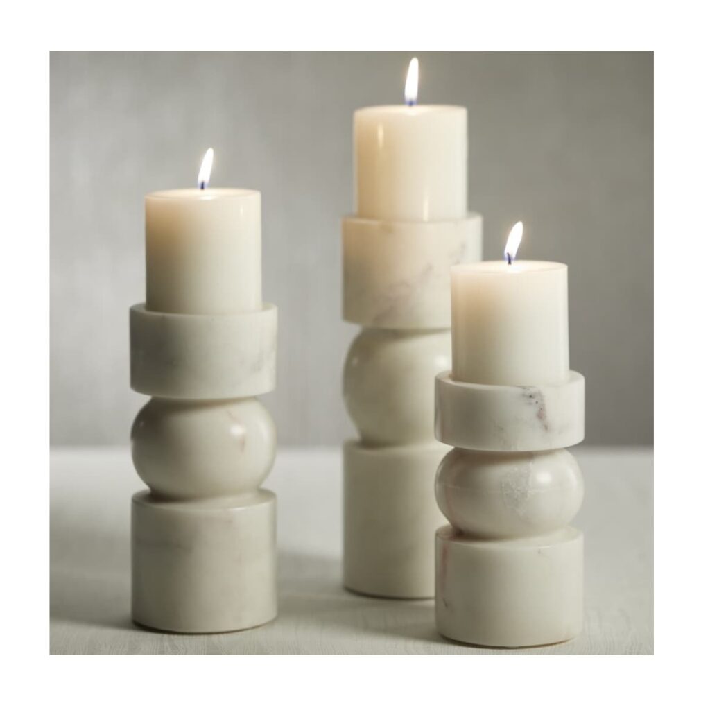 Marrakesh Tall Marble Pillar Candle Holder by Zodax | Berings