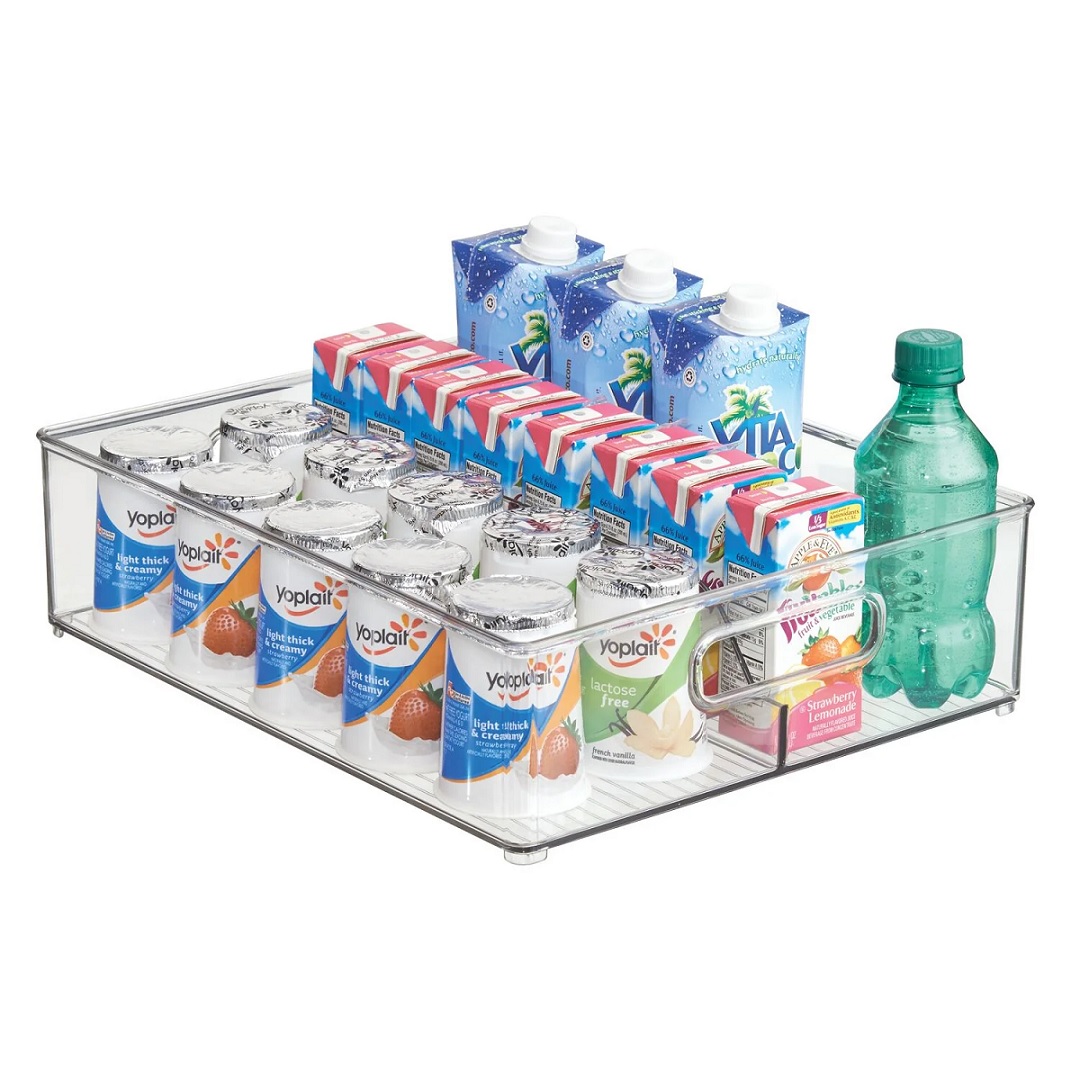 iDesign Linus Shallow Divided Stacking Bin - Clear | Berings