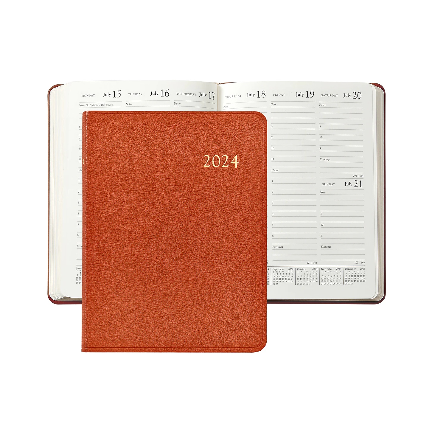2024 Desk Diary - Orange Goatskin Leather | Berings