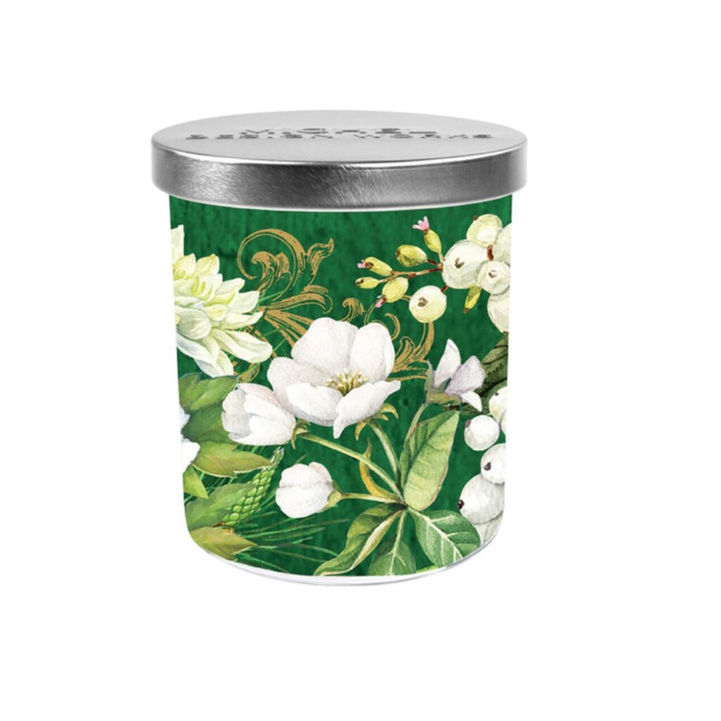 Winter Blooms Decorative Glass Candle | Berings