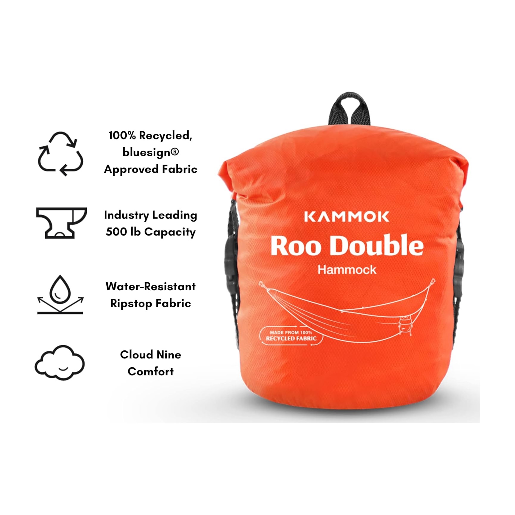 KAMMOK Roo Double Hammock - Orange | Berings