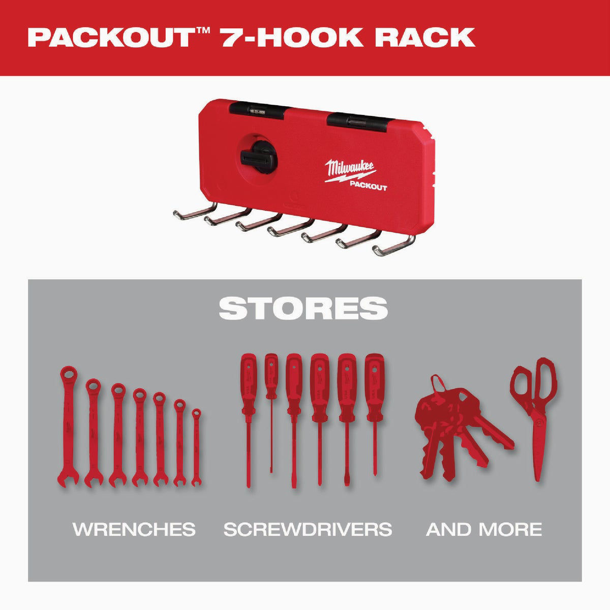 Milwaukee Packout 7-Hook Rack | Berings
