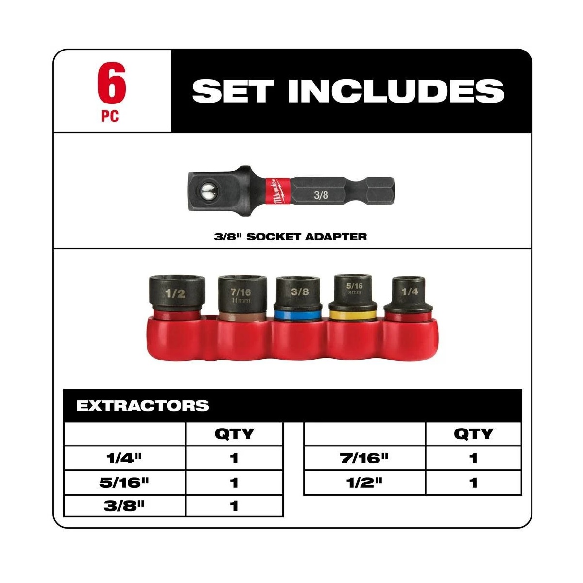 Milwaukee 6-Piece SHOCKWAVE Impact Extractor Set | Berings
