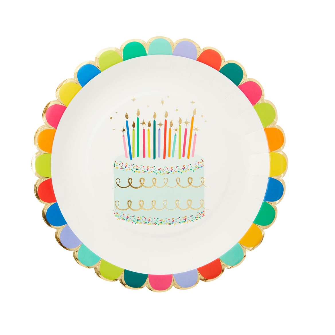 C.R. Gibson Sprinkle Birthday Scallop Edge Paper Dinner Plates | Berings