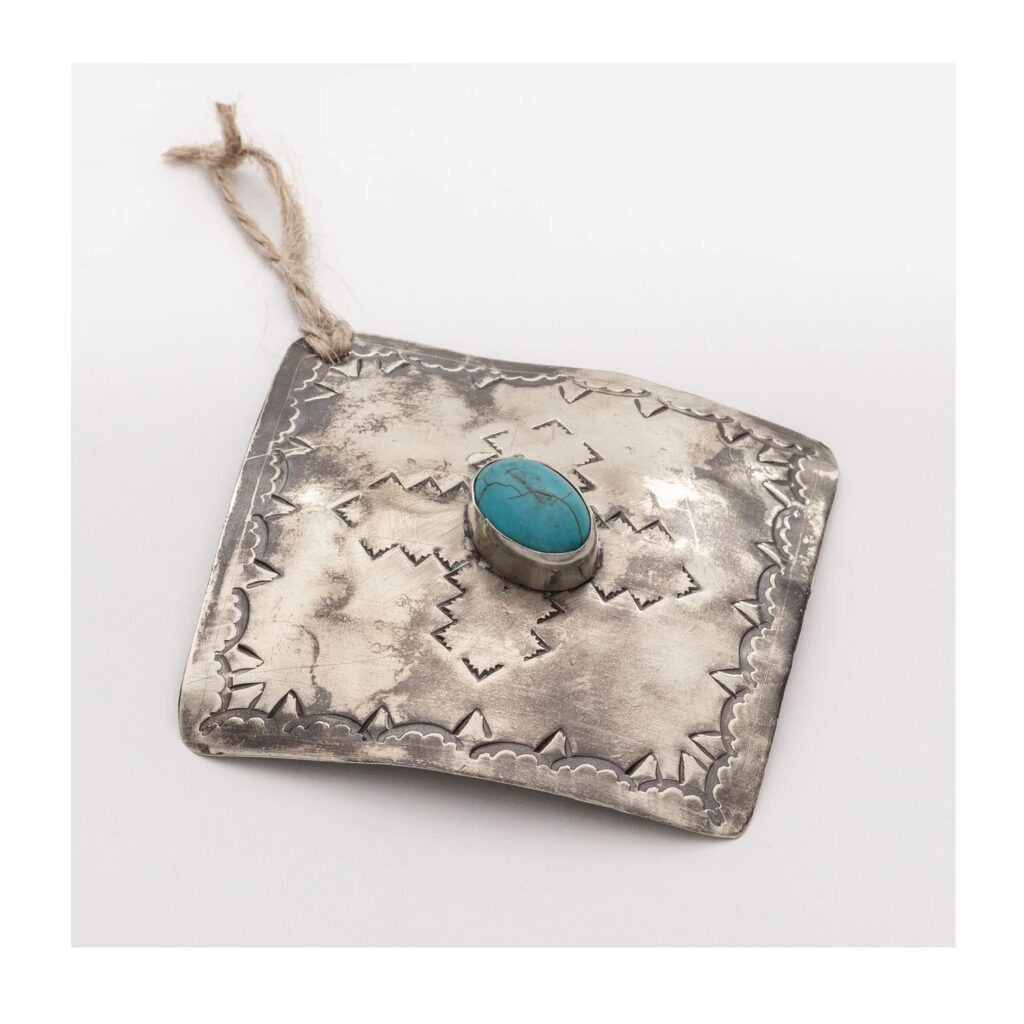 J. Alexander Silver Square Ornament with Turquoise | Berings