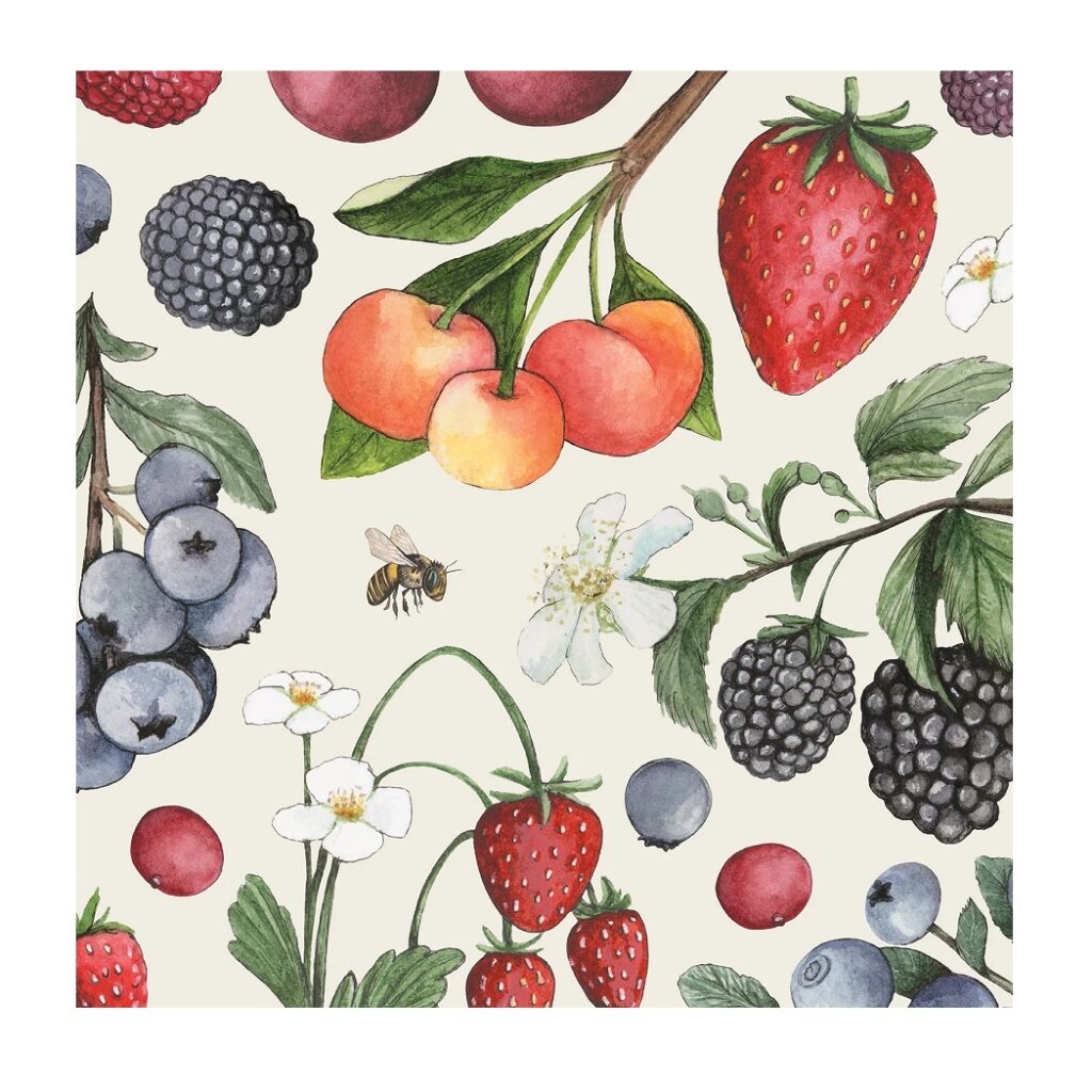 Hester & Cook Wild Berry Paper Cocktail Napkins | Berings