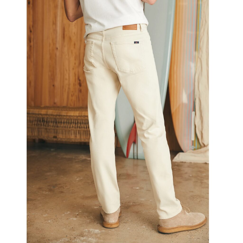 Organic Cotton Slim Straight Denim Pants - Stone | Berings