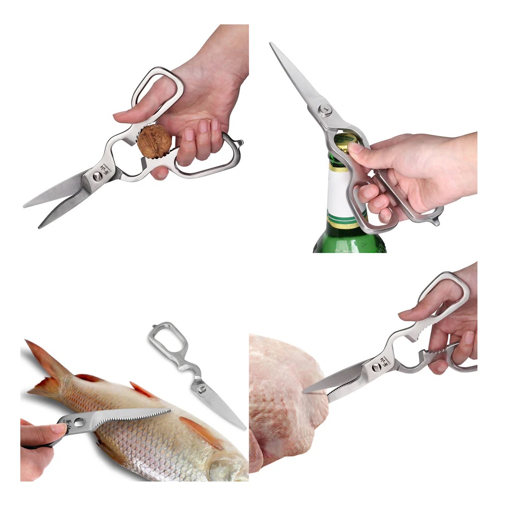 D Shape Forged Stainless Steel Shears, Satin Finish, 9-Inch | Berings