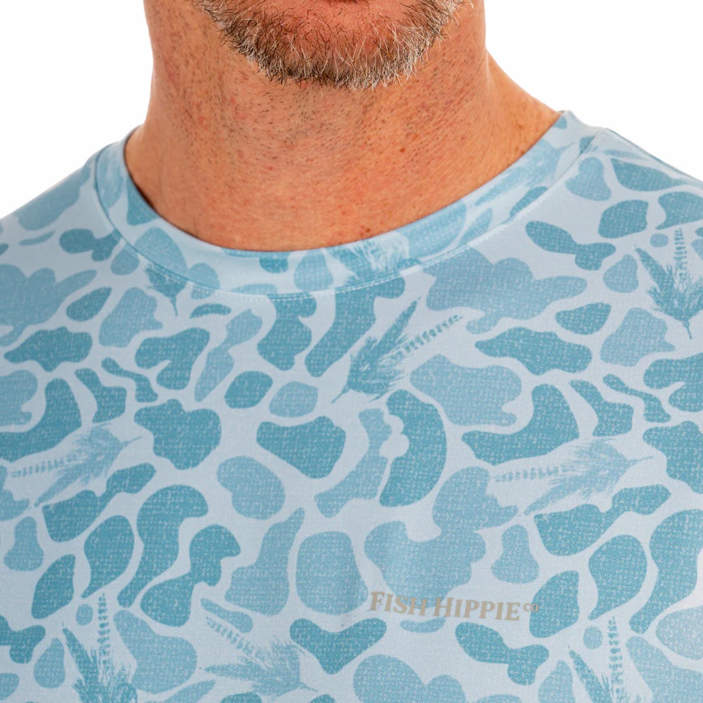 Fish Hippie Fly Camo Performance Crew - Fresh Blue | Berings