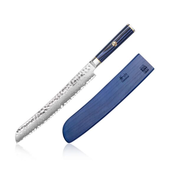 KITA Series 9-Inch Bread Knife with Sheath, High Carbon X-7 Damascus ...