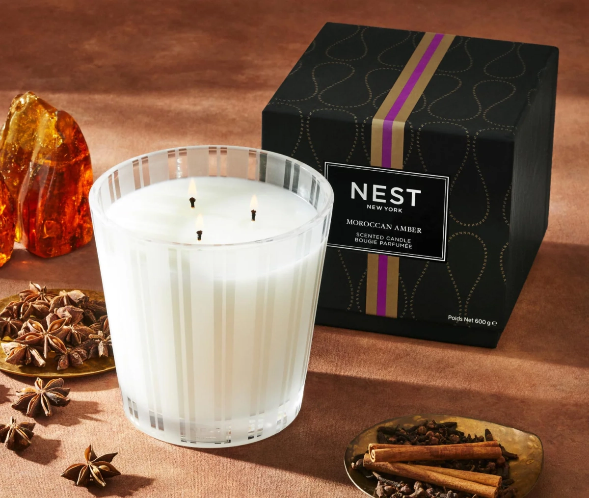 Nest Moroccan Amber 3-Wick Candle | Berings