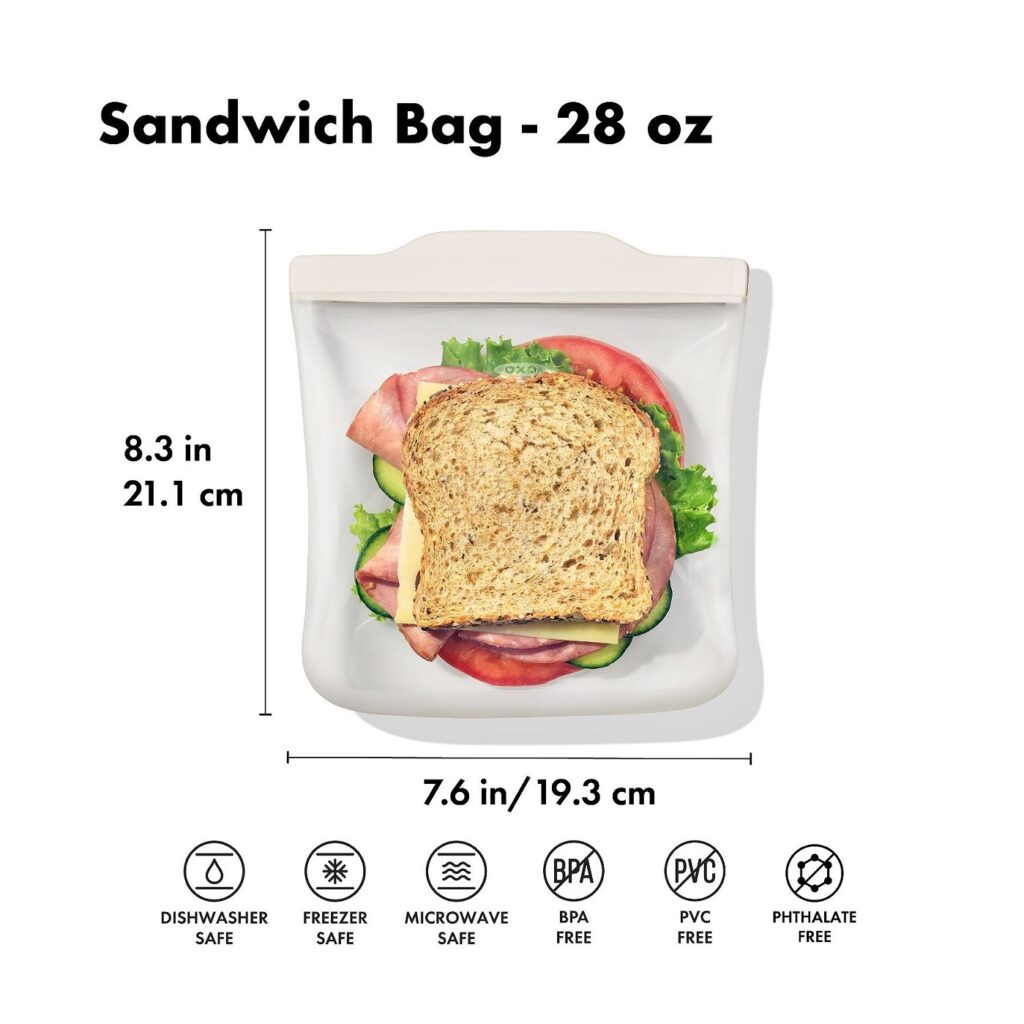 OXO Silicone Reusable Bag - Sandwich Bag (28 oz) | Berings