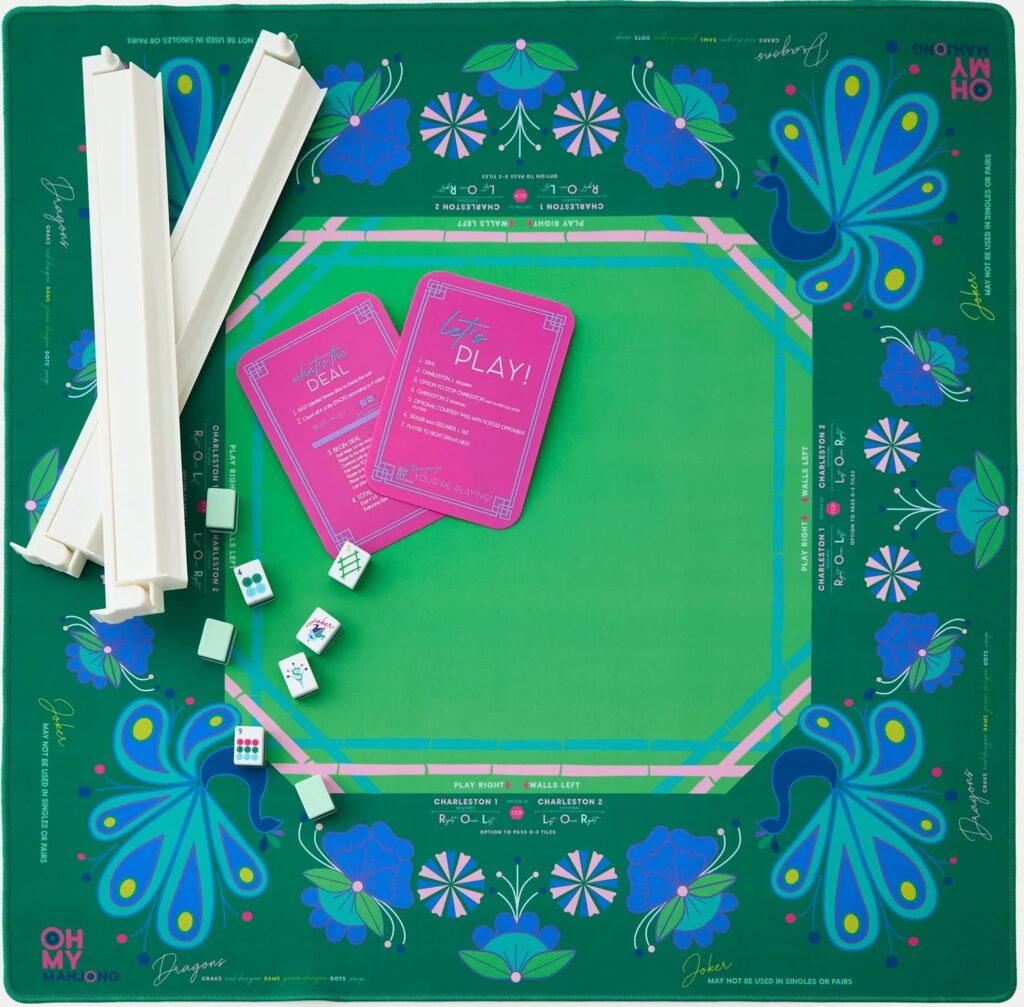 Oh My Mahjong Birdie Green Mahjong Mat | Berings