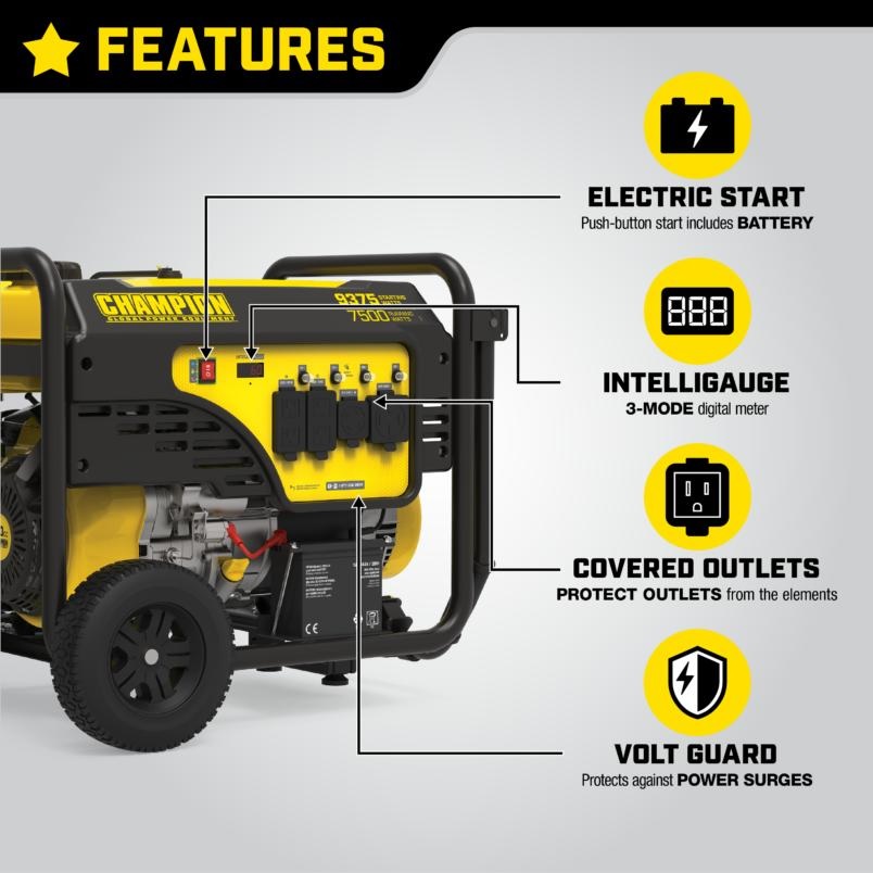 Champion 7500W Electric Start Generator | Berings