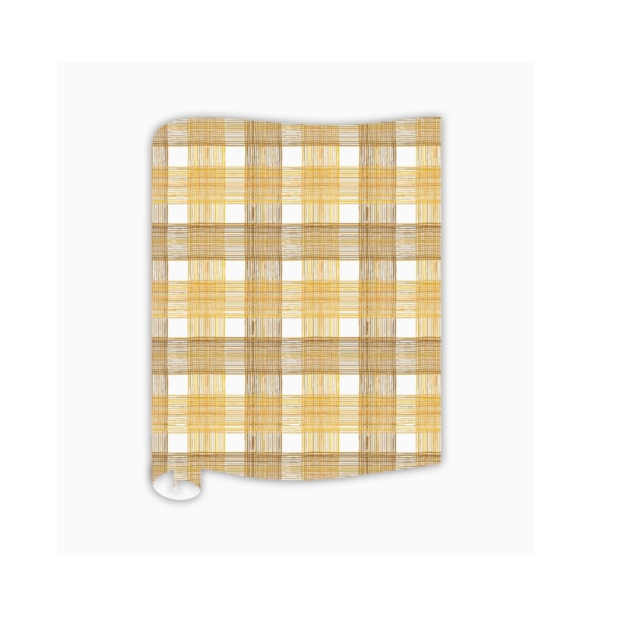 Rosanne Beck Gold and Brown Plaid Table Runner | Berings