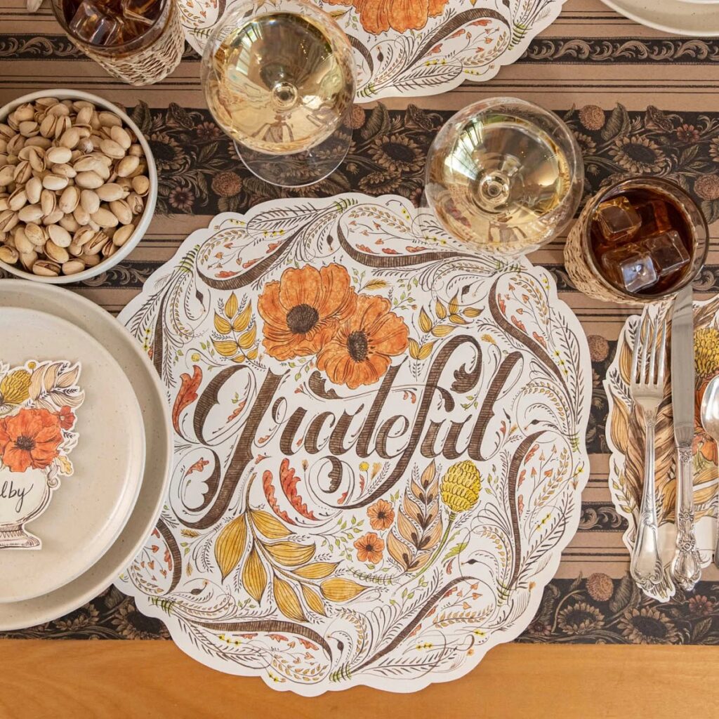 Hester & Cook Die Cut Grateful Paper Placemats | Berings
