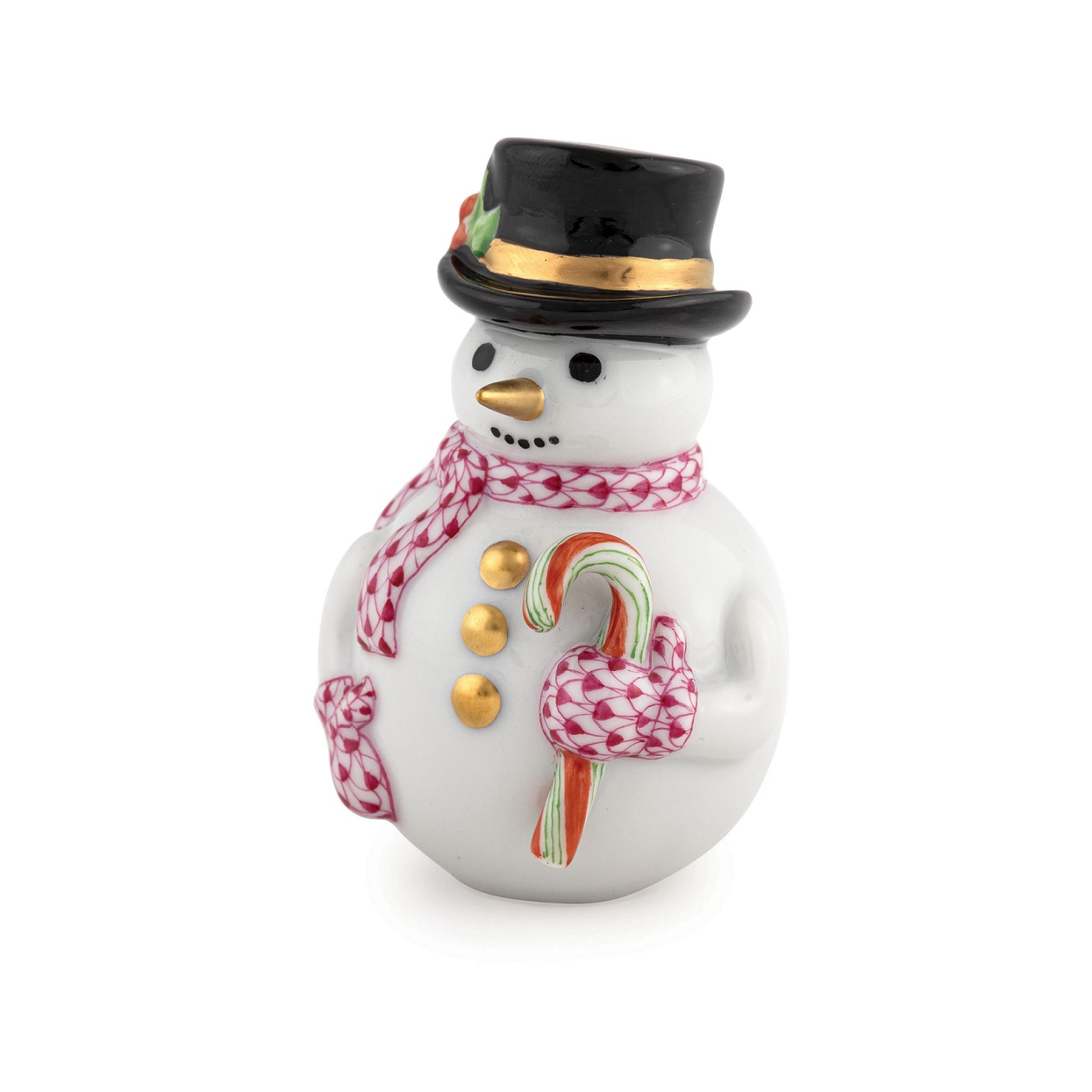 Herend Candy Cane Snowman - Raspberry | Berings