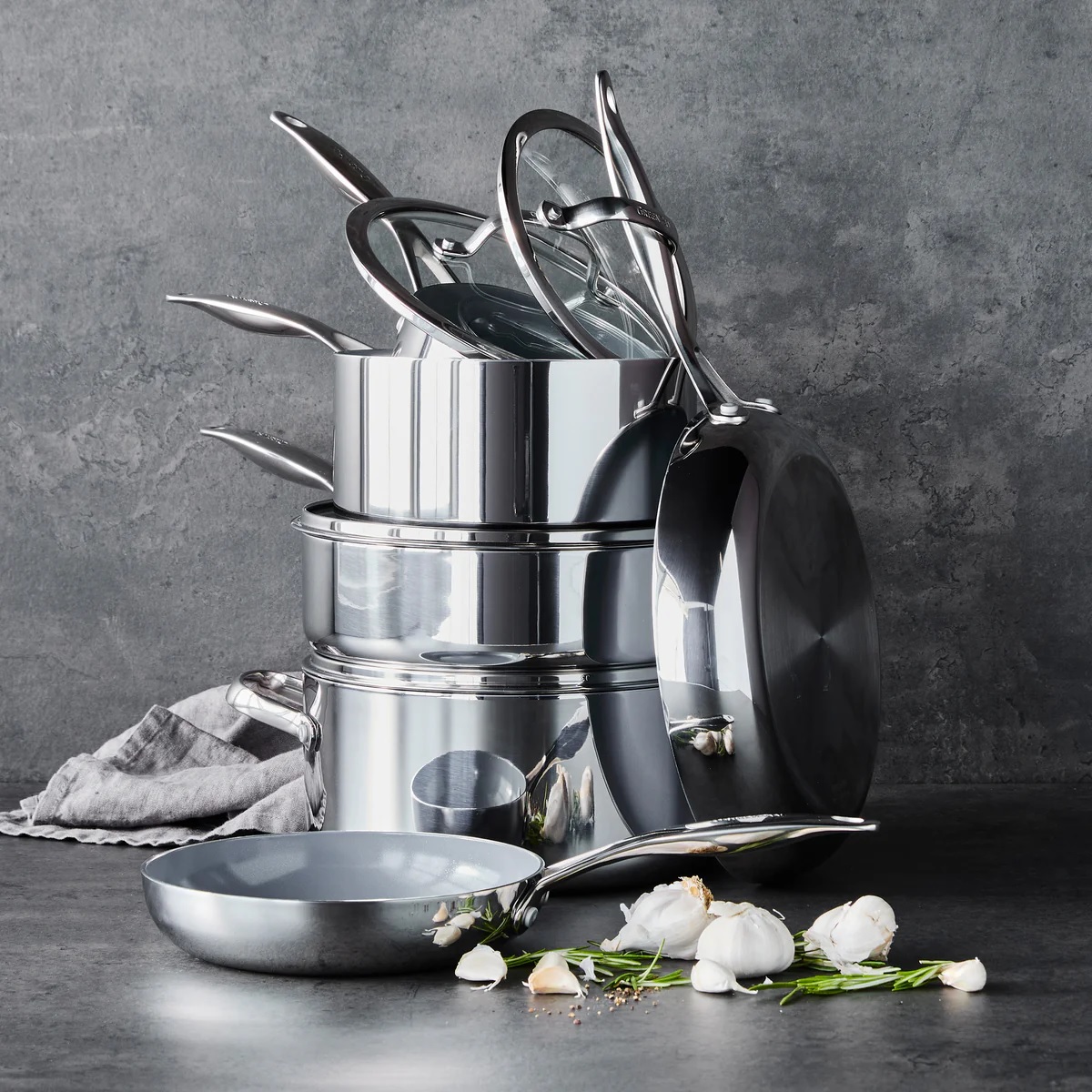 GreenPan Valencia Pro Stainless Steel 10 Piece Cookware Set | Berings