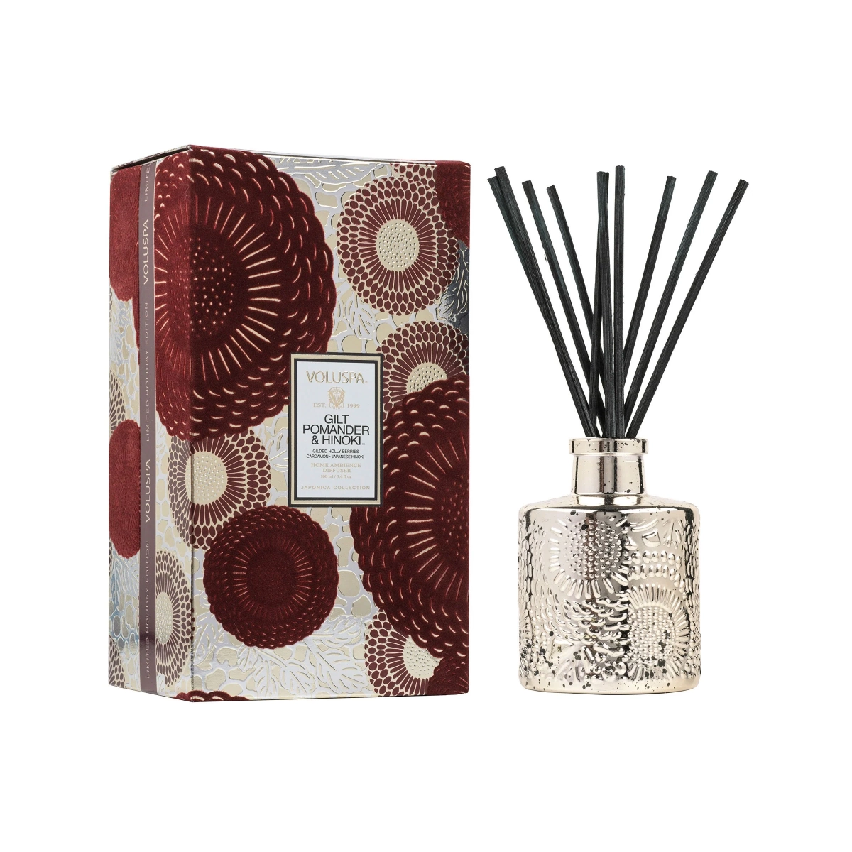 Voluspa Gilt Pomander & Hinoki Reed Diffuser | Berings