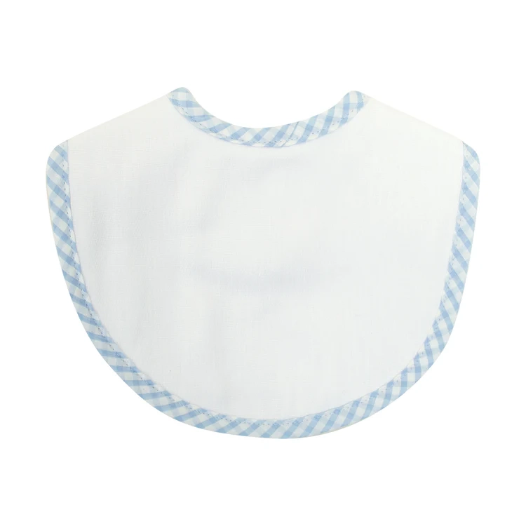 3 Marthas Big Check Burp Cloth Basic Bib - Blue | Berings