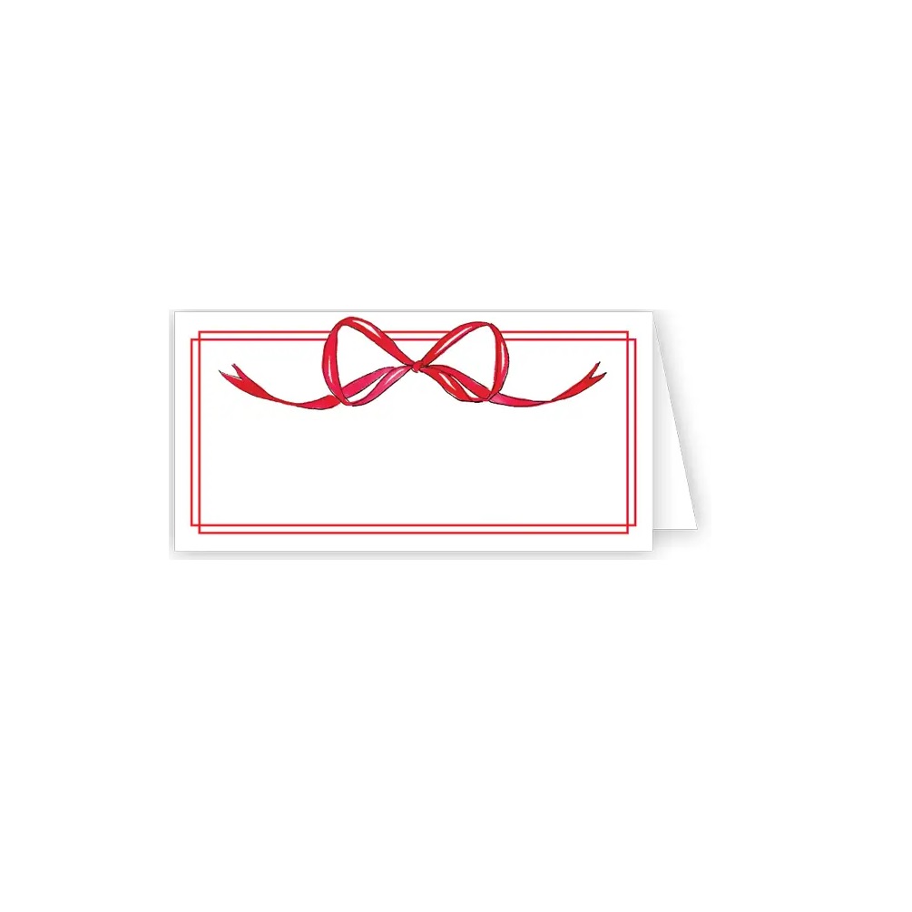 Handpainted Red Bow and Border Place Card | Berings