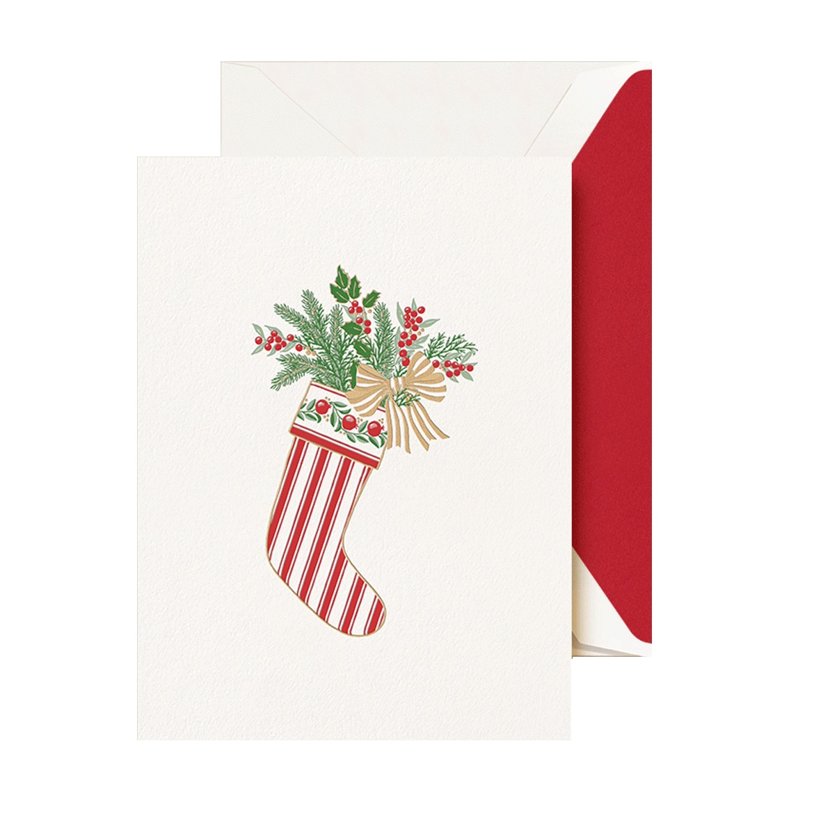 Striped Christmas Stocking Boxed Greeting Cards | Berings