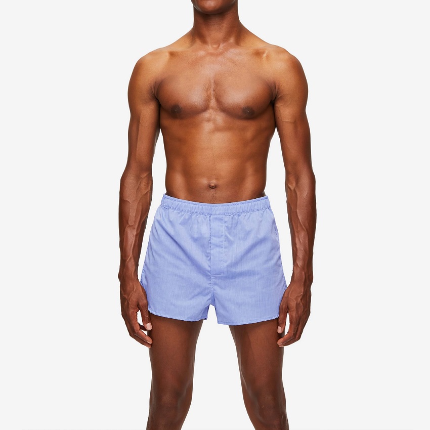 Amalfi Cotton Modern Fit Batiste Boxers - Mid Blue | Berings