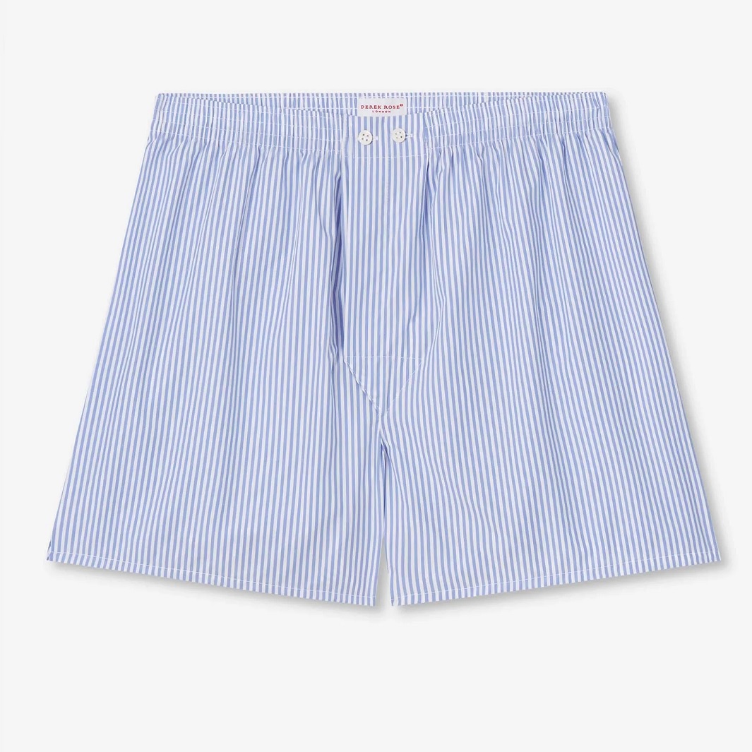Derek Rose James Cotton Classic Fit Boxers - Light Blue | Berings