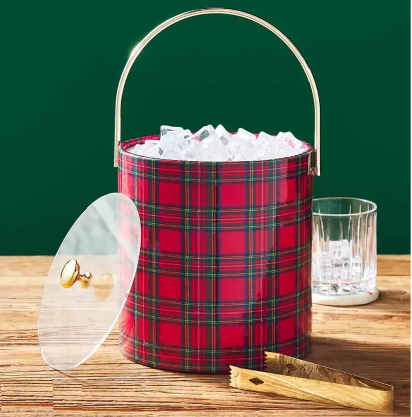 Mud Pie Tartan Vinyl Ice Bucket Set | Berings
